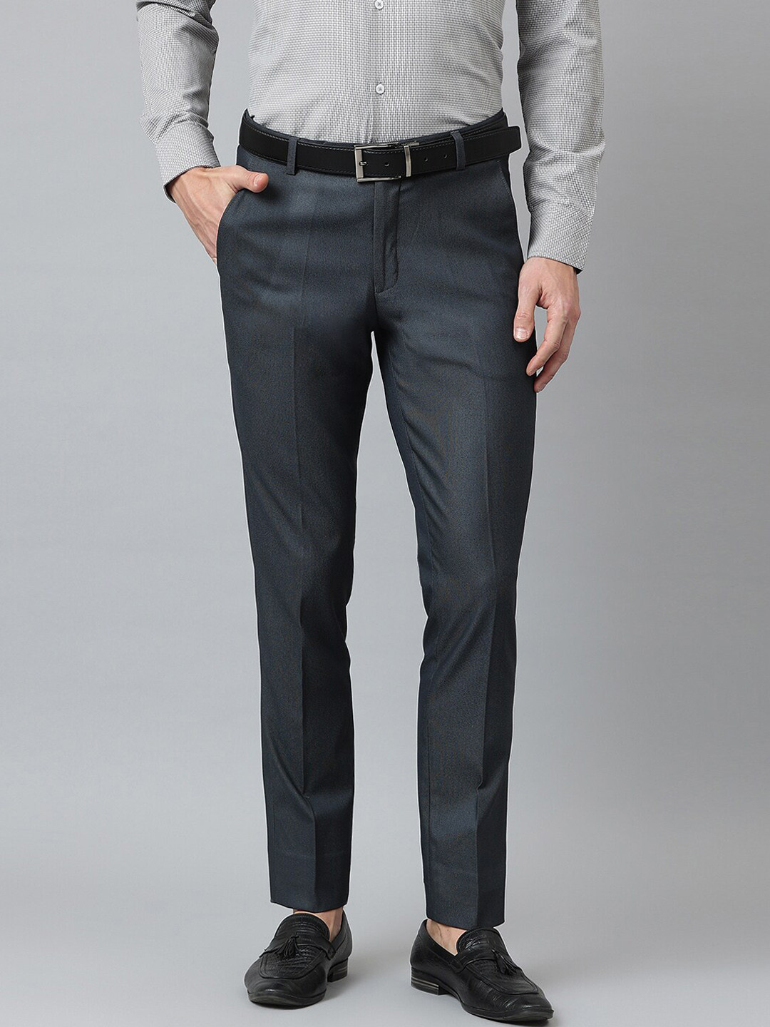 Buy Richlook Men Grey Smart Solid Formal Trousers - Trousers for Men ...