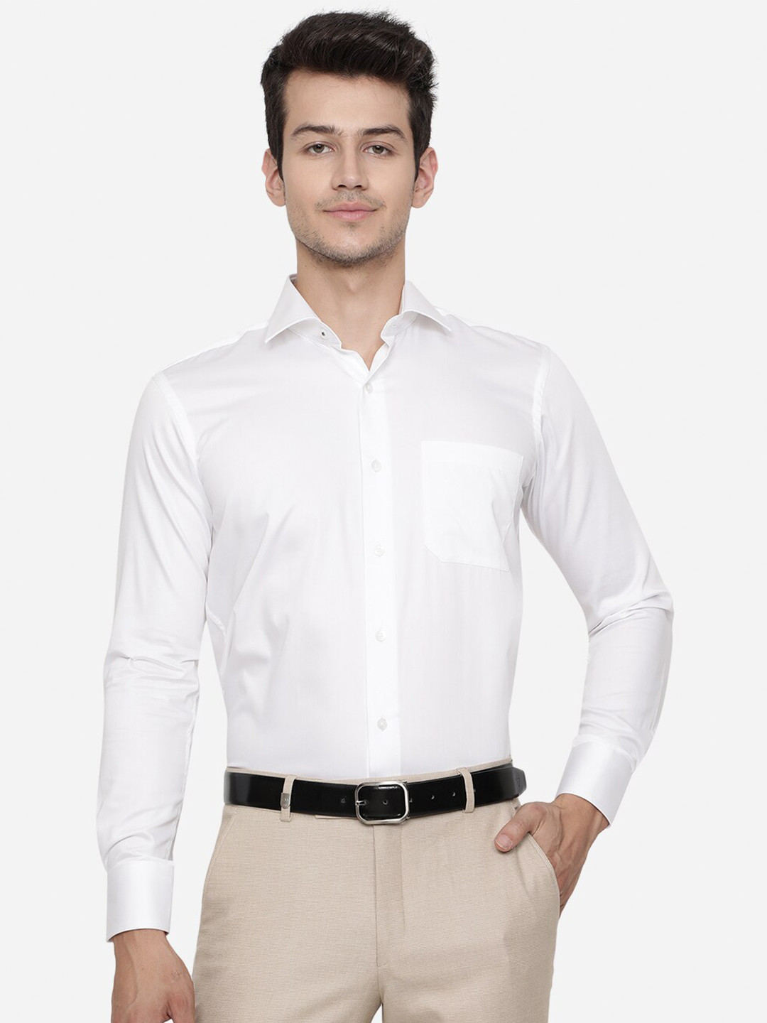 Buy METAL Men White Slim Fit Formal Pure Cotton Shirt - Shirts for Men ...