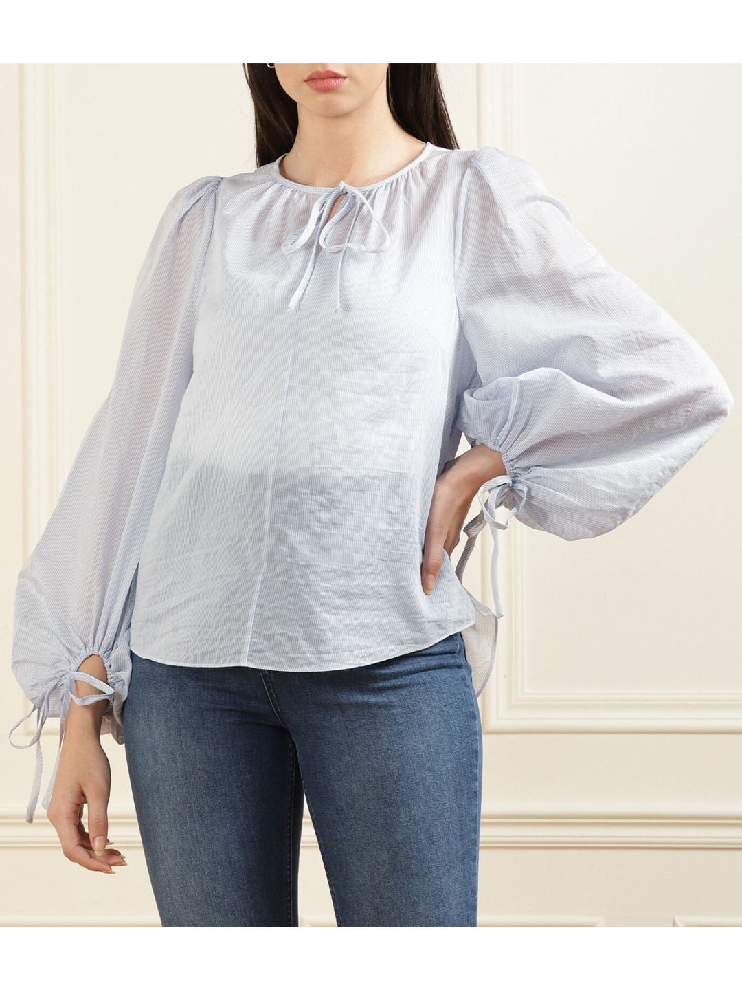 Buy Ted Baker Women Blue Tie Up Neck Top - Tops for Women 18108388 | Myntra