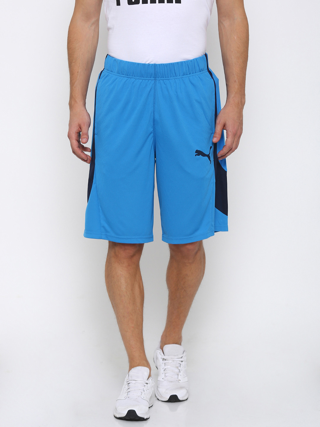 Buy Puma Men Blue Ess. Knit Formstripe Solid Sports Shorts - Shorts for ...