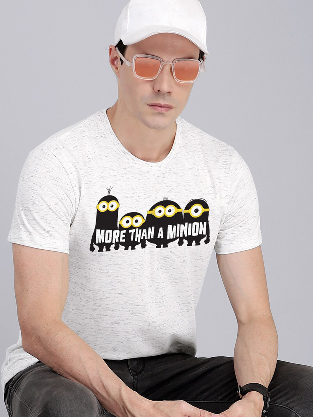 Buy Free Authority Men White Typography Minions Printed T Shirt ...