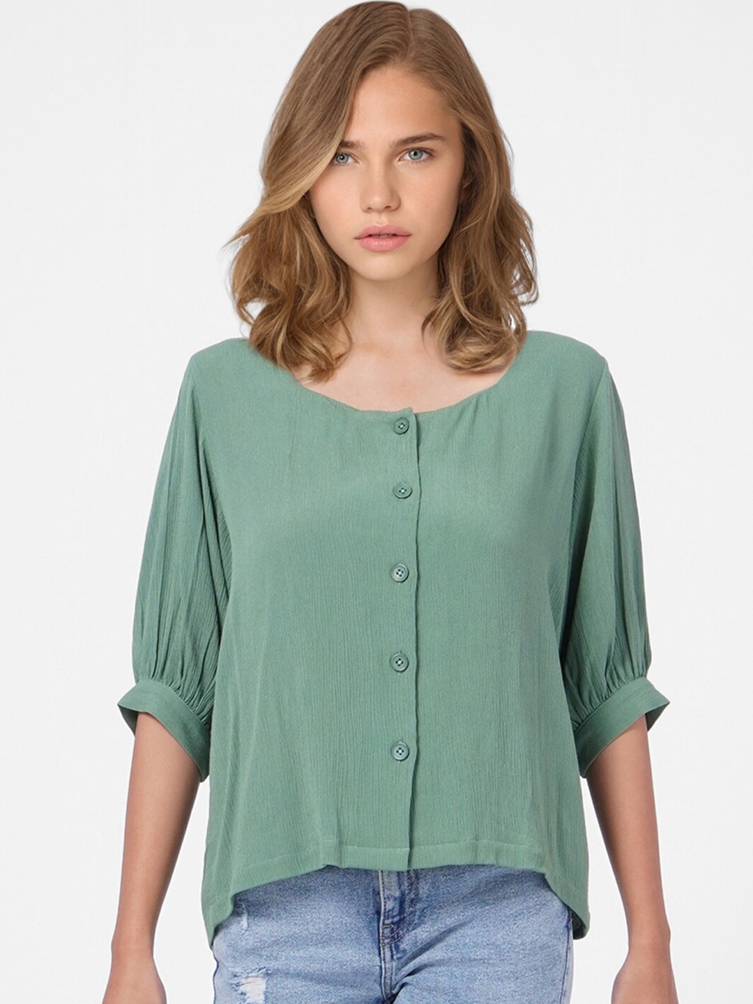 Buy ONLY Women Green Solid Round Neck Regular Top - Tops for Women ... Buy ONLY Women Green Solid Round Neck Regular Top - Tops for Women ...