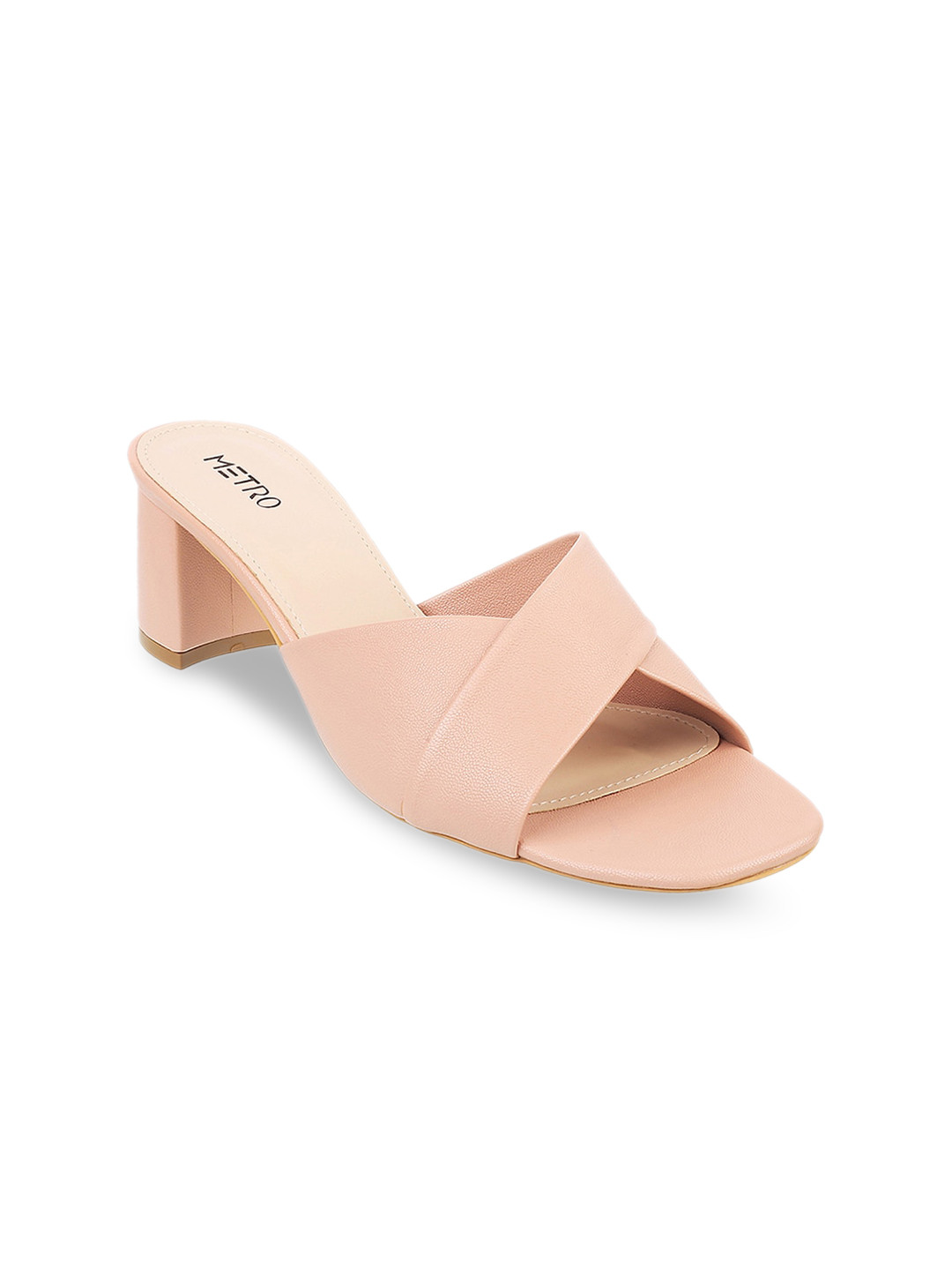 Buy Metro Peach Coloured Block Heel Mules - Heels for Women 18121278 ...