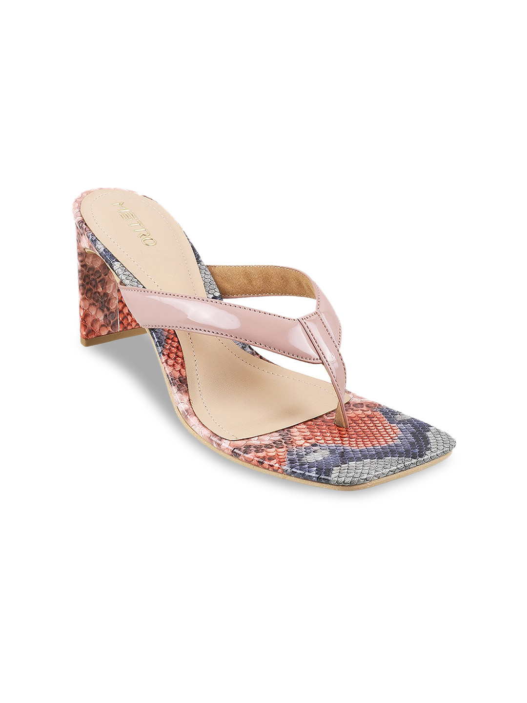 Buy Metro Peach Coloured Embellished Block Heels - Heels for Women ...