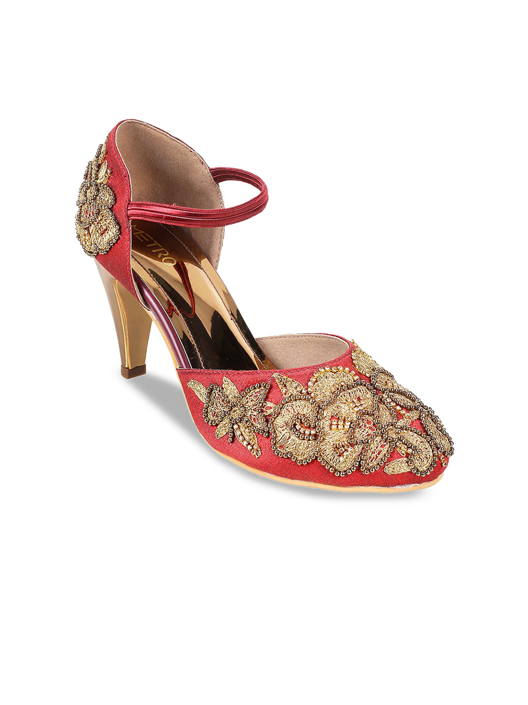 Buy Metro Maroon Embellished Pumps - Heels for Women 18121348 | Myntra