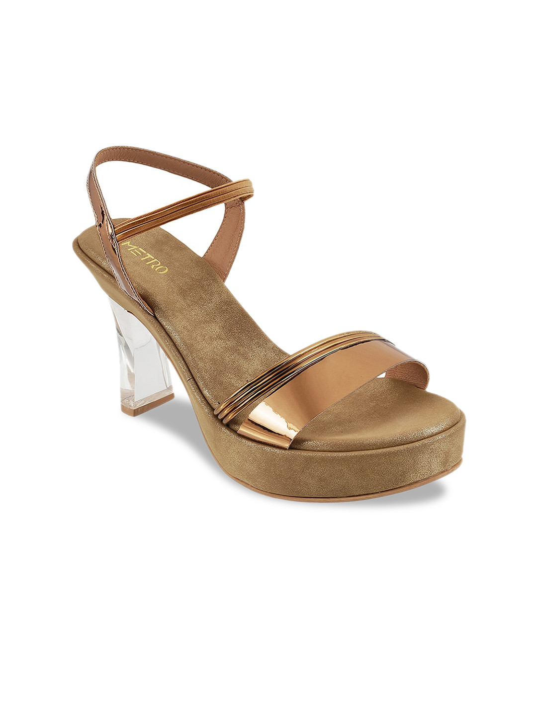 Buy Metro Gold Toned Block Heels - Heels for Women 18121396 | Myntra