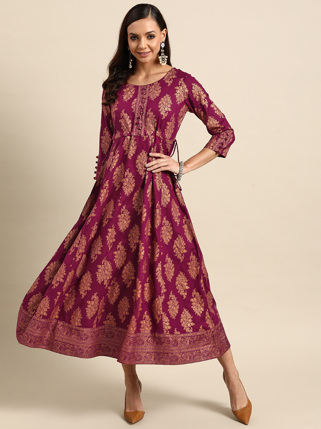Buy Gerua By Libas Purple Ethnic Motifs Ethnic Midi Dress - Ethnic ...