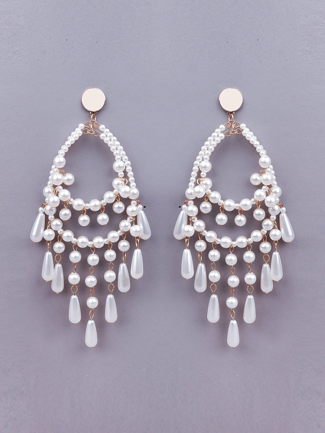 Buy ODETTE White Teardrop Shaped Drop Earrings - Earrings for Women ...