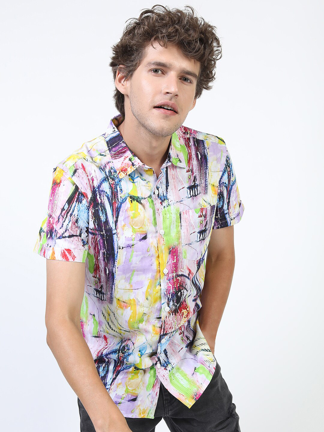 Buy KETCH Men Lavender Slim Fit Abstract Printed Casual Shirt - Shirts ...