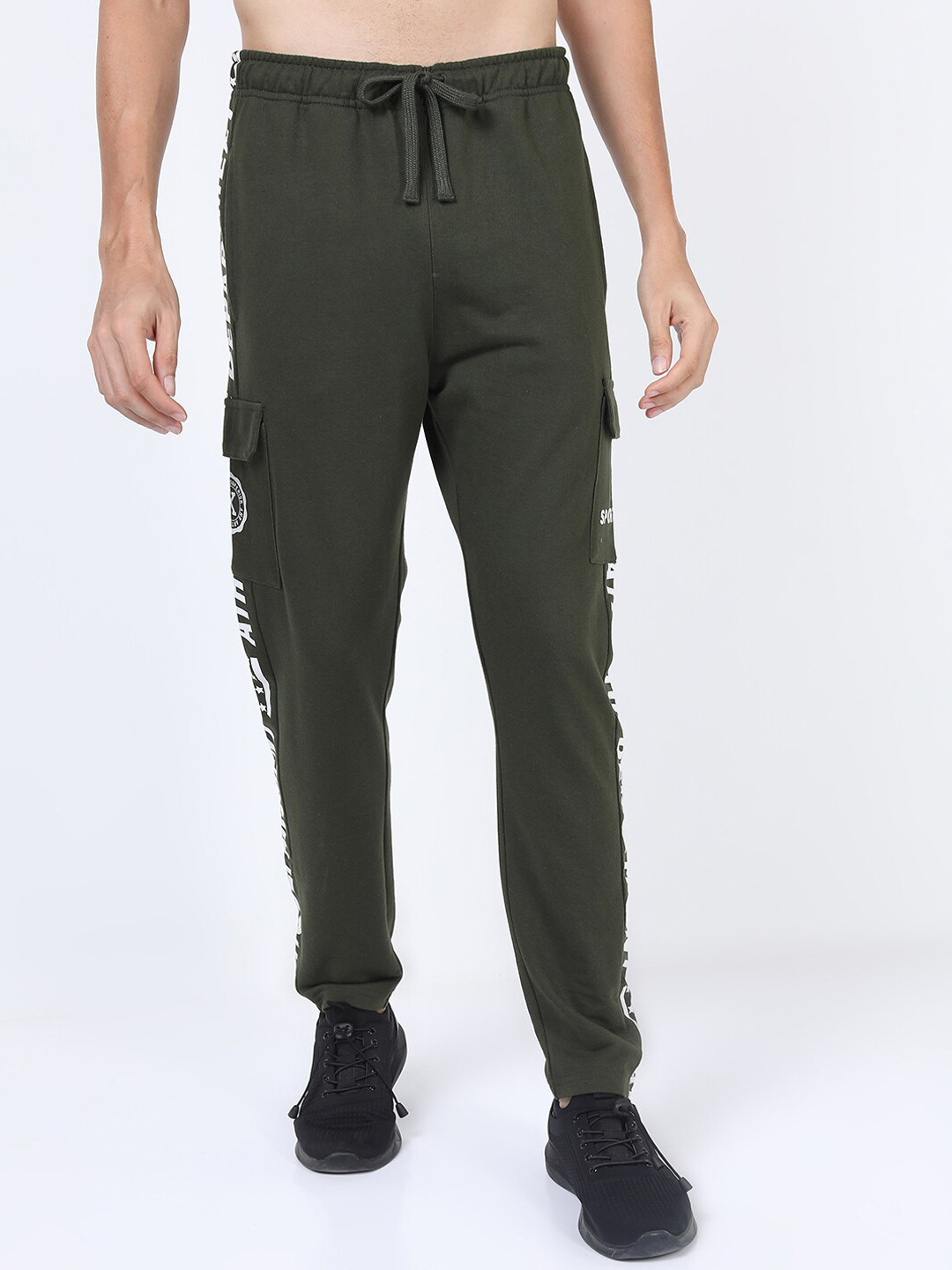 Buy KETCH Men Olive Typography Printed Track Pants - Track Pants for ...