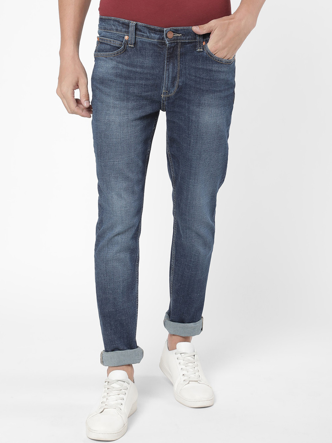 Buy Lee Men Blue Bruce Skinny Fit Light Fade Stretchable Jeans - Jeans ...
