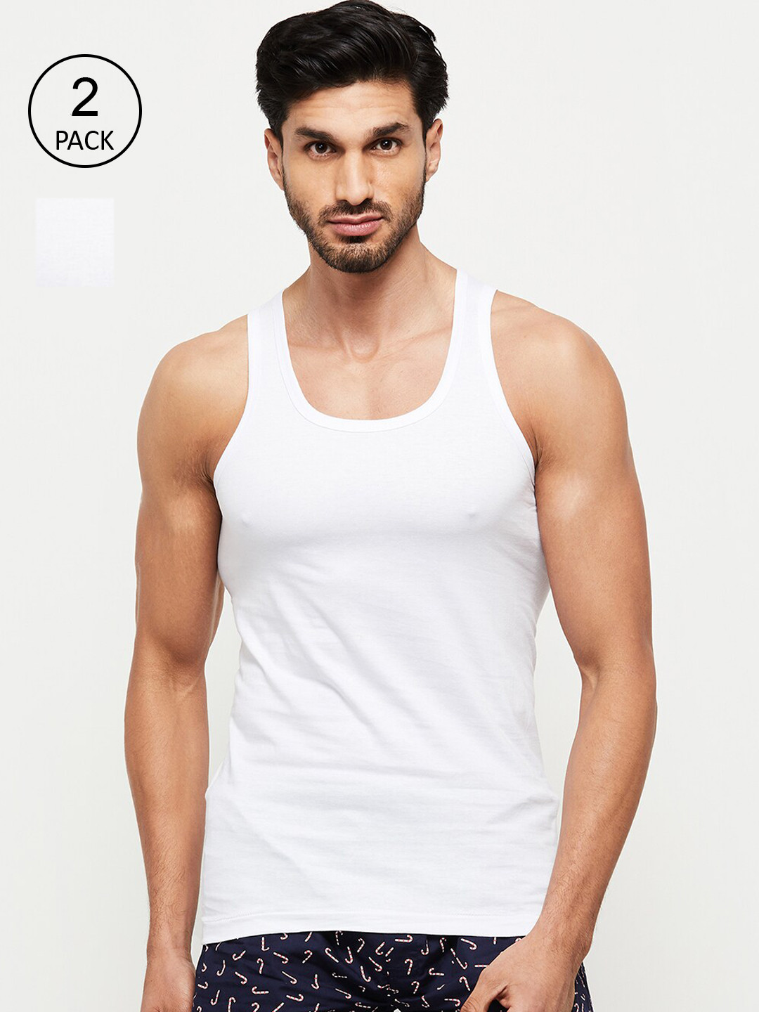 Buy Max Pack Of 2 White Cotton Inner Vest - Innerwear Vests for Men ...