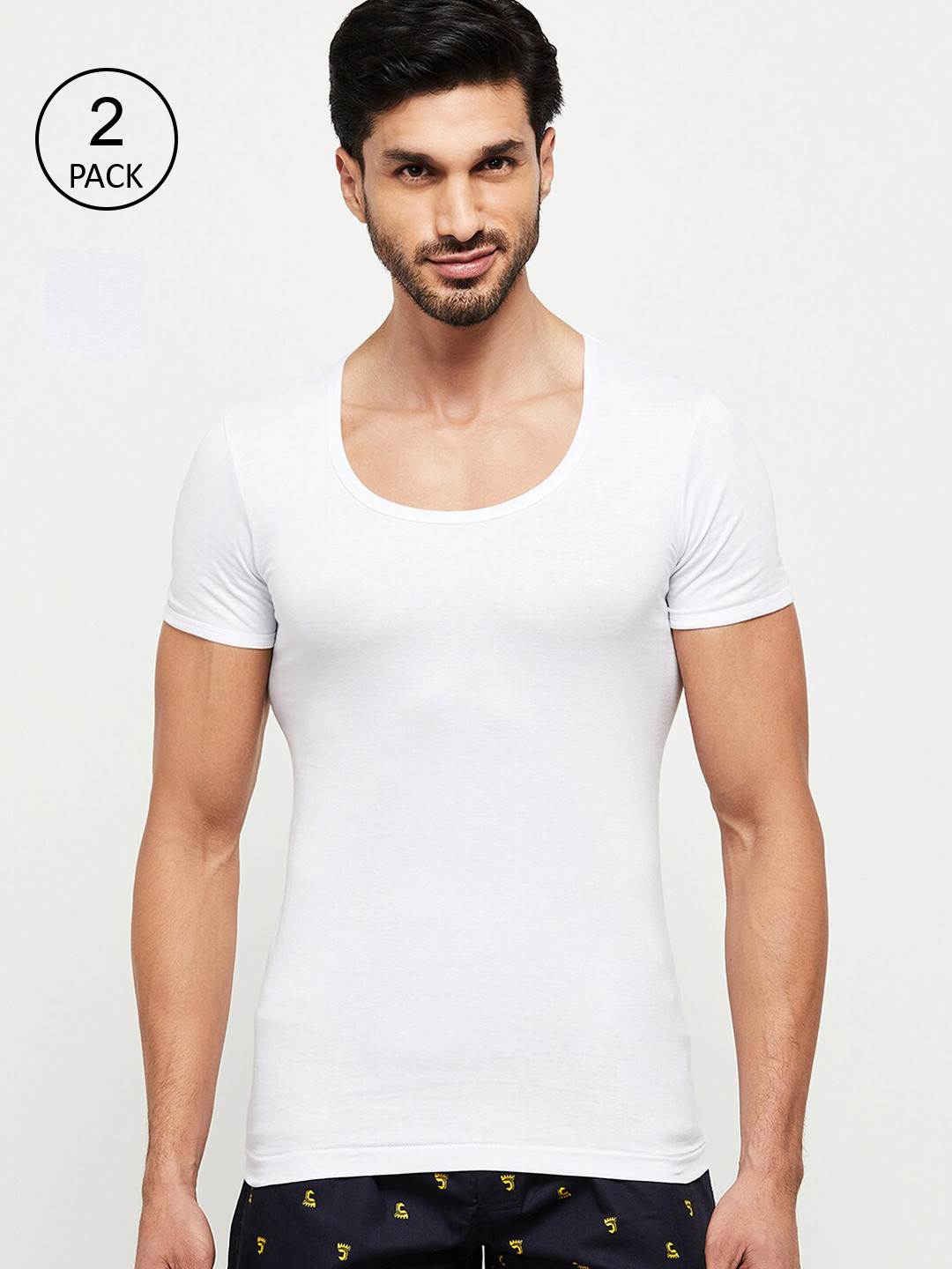 Buy Max Men Set Of 2 White Cotton Innerwear Vests - Innerwear Vests for ...
