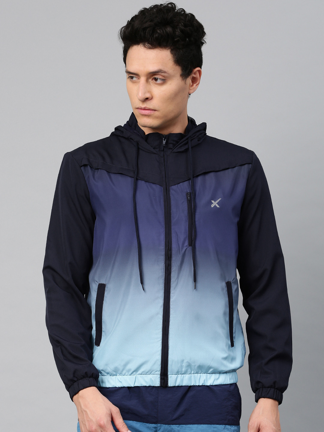 Buy HRX By Hrithik Roshan Men Blue Solid Hooded Sporty RAPID DRY Jacket ...