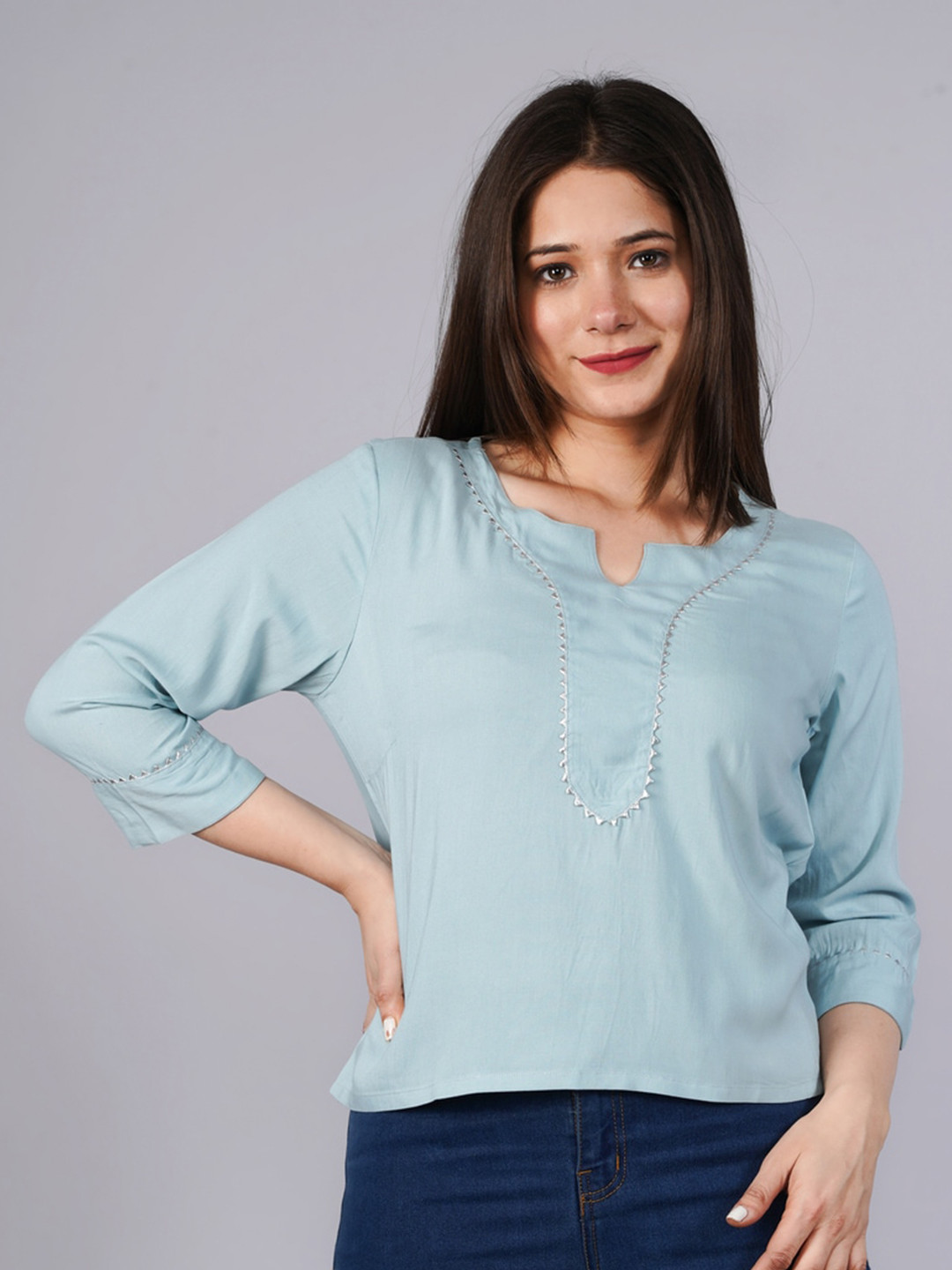 Buy NITVAN Turquoise Blue Top - Tops for Women 18130714 | Myntra