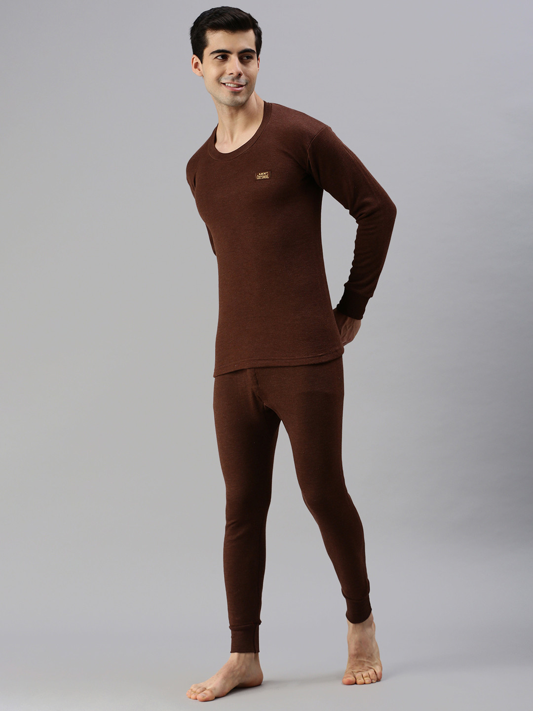 Buy Lux Cottswool Brown Thermal Clothing Set - Thermal Set for Men ...