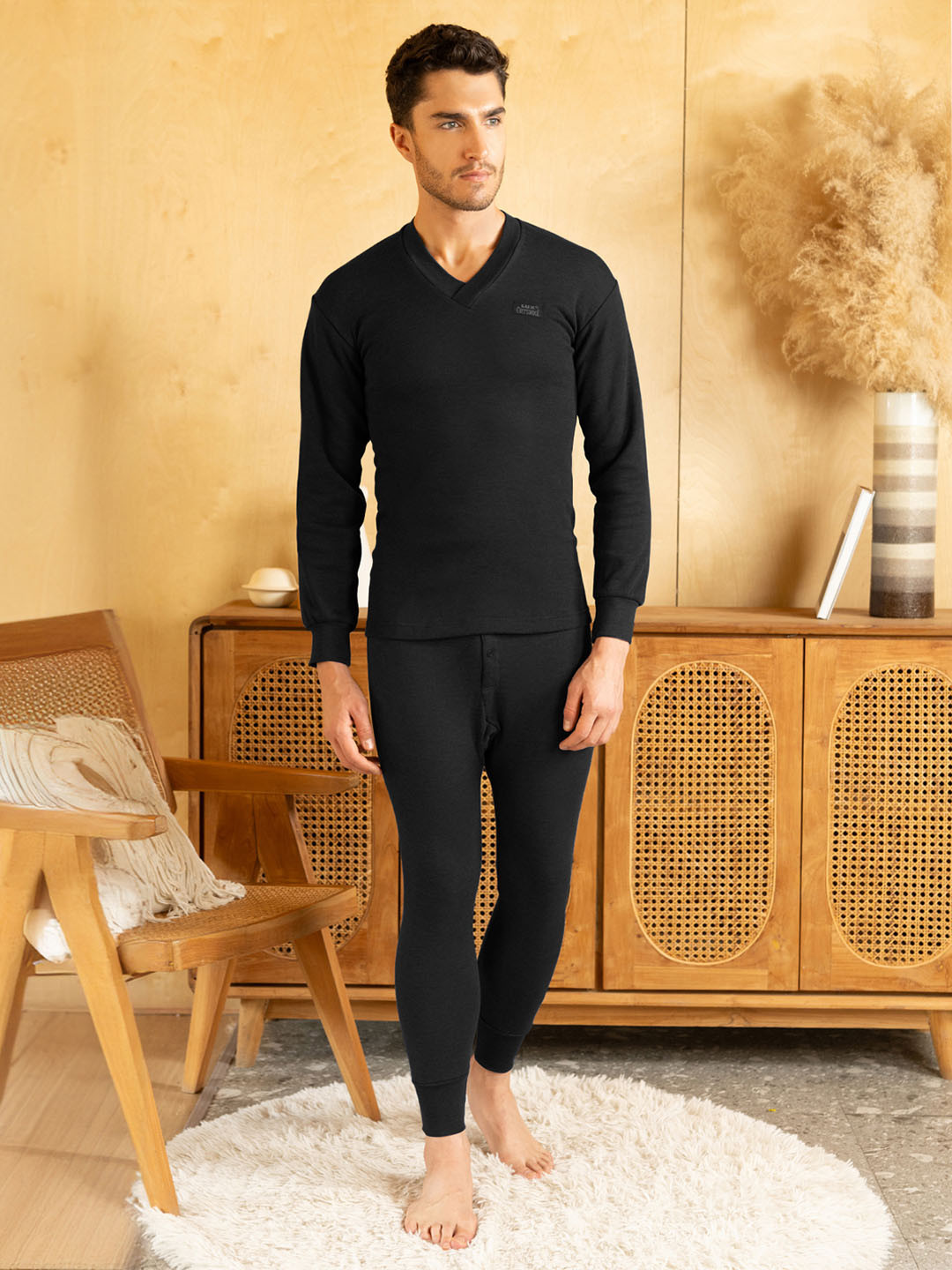 Buy Lux Cottswool Black Thermal Clothing Set - Thermal Set for Men ...