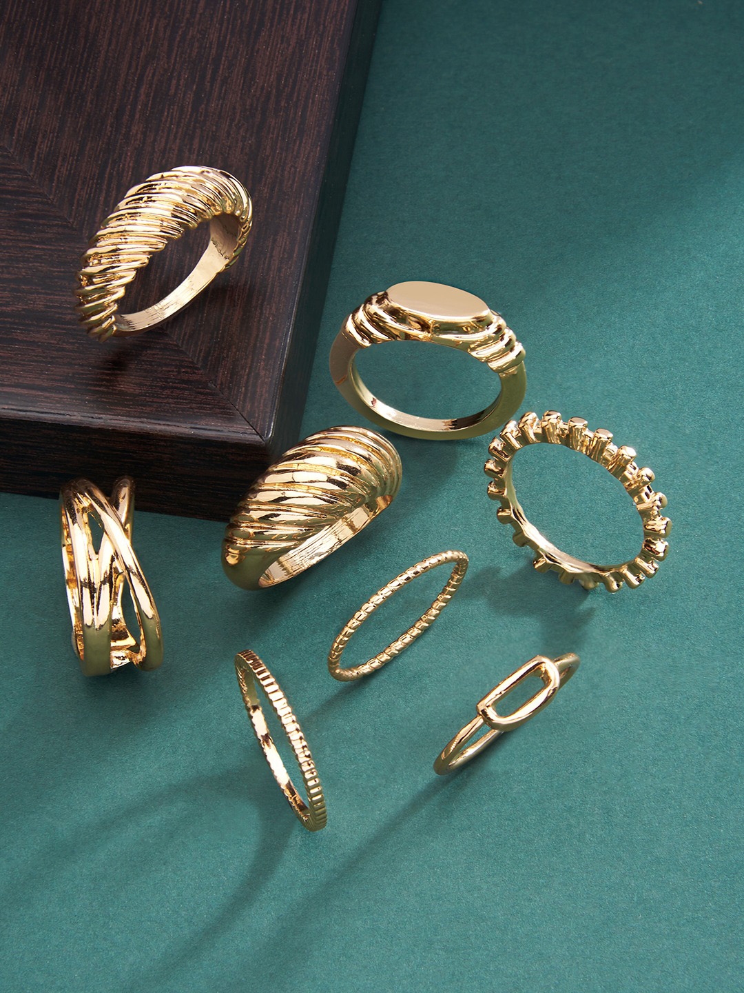Buy AMI Women Set Of 8 Gold Toned Contemporary Finger Rings - Ring for ... Buy AMI Women Set Of 8 Gold Toned Contemporary Finger Rings - Ring for ...