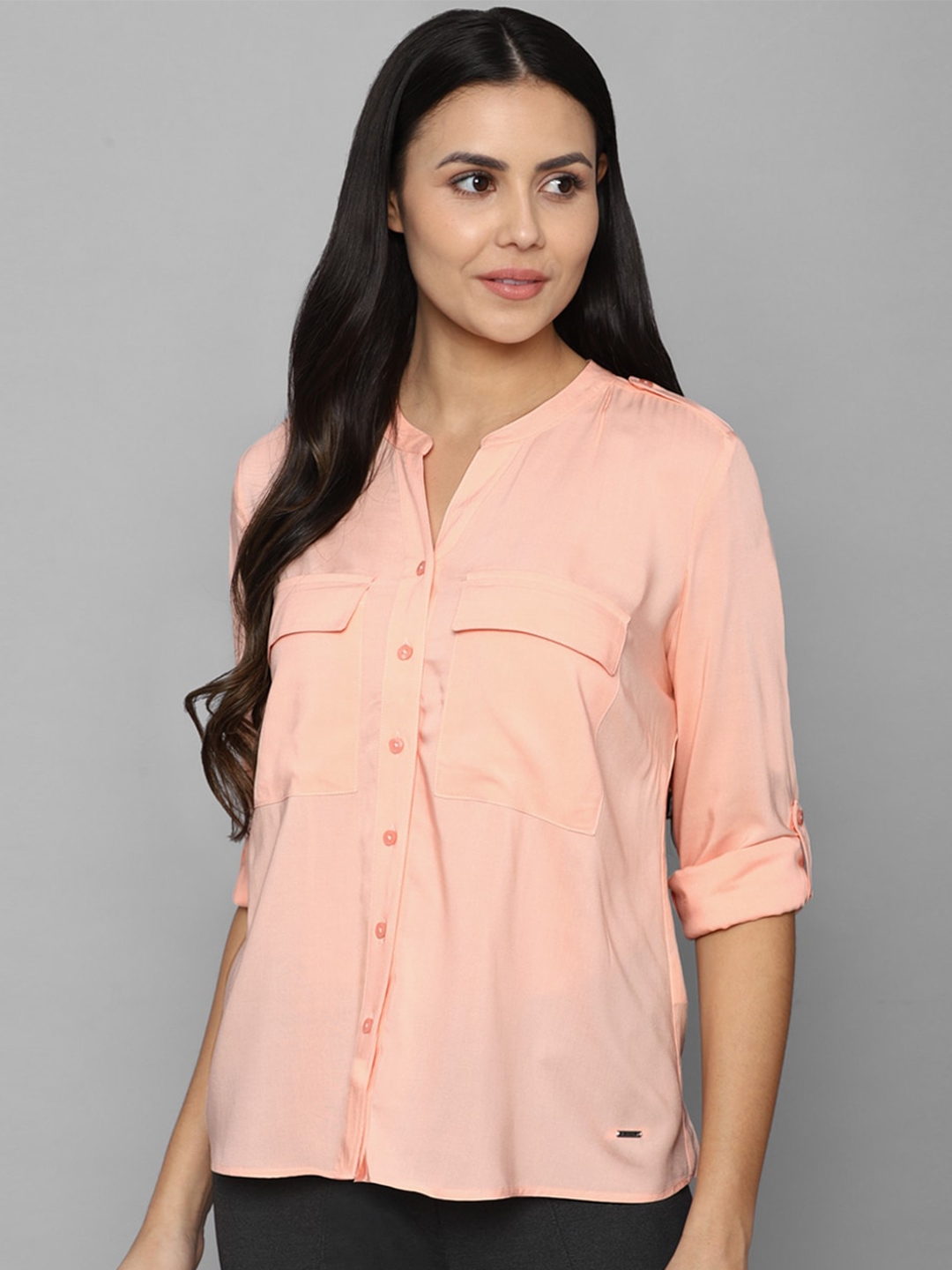 Buy Allen Solly Woman Women Peach Coloured Casual Shirt Shirts For