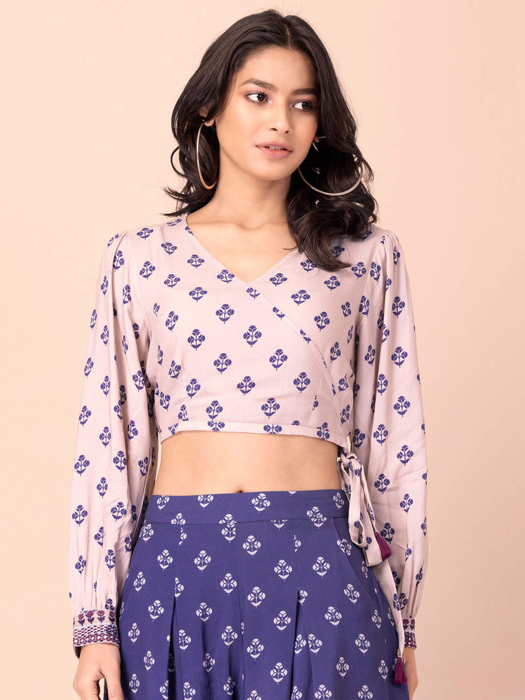 Buy INDYA Pink Geometric Print Crop Top - Tops for Women 18143586 | Myntra
