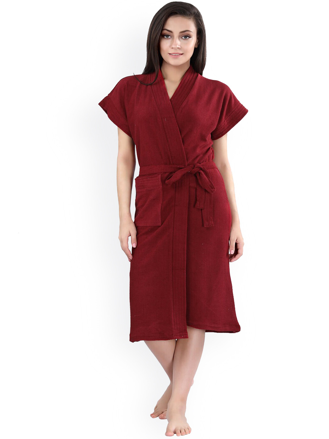 Buy LacyLook Women Maroon Solid Bath Robe - Bath Robe for Women ...