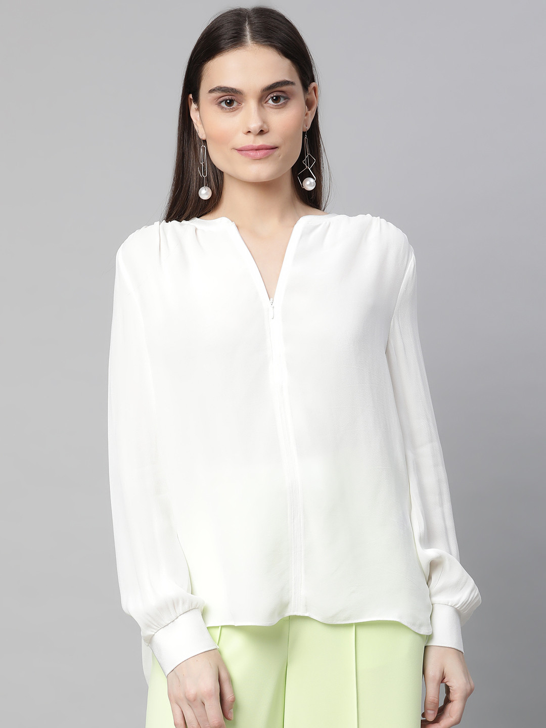 Buy Marks & Spencer White Zippered Woven Top - Tops for Women 18144586 ...