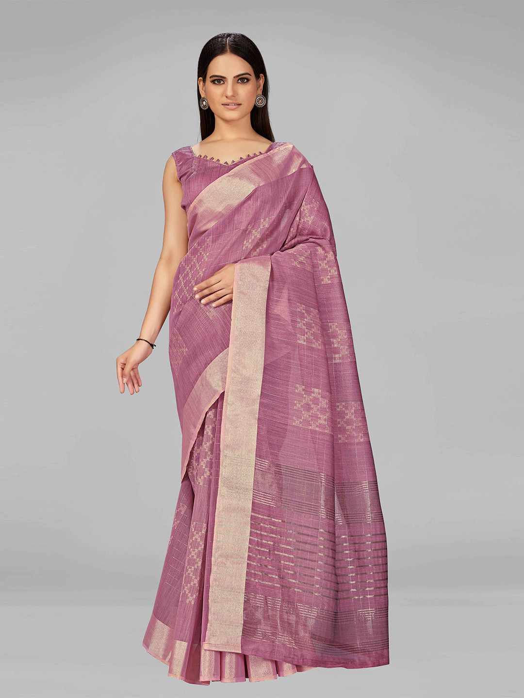 Buy MANOHARI Purple Woven Design Silk Blend Saree - Sarees for Women ...