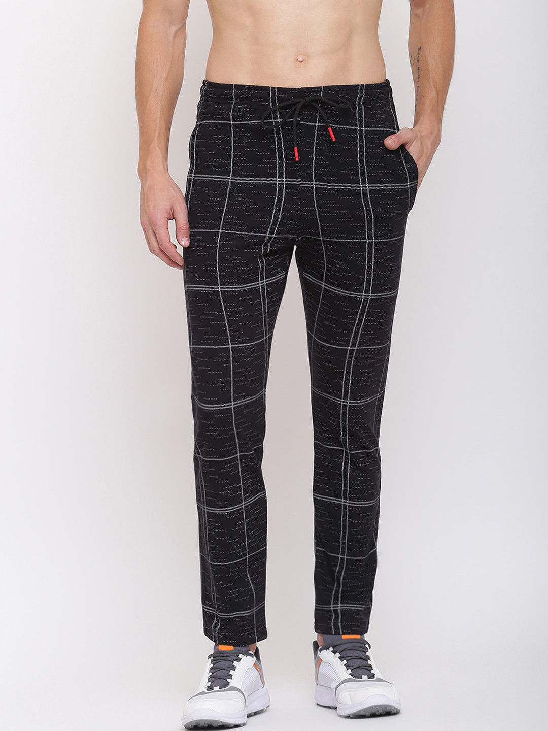 Buy MKH Men Black & White Checked Track Pant - Track Pants for Men ...