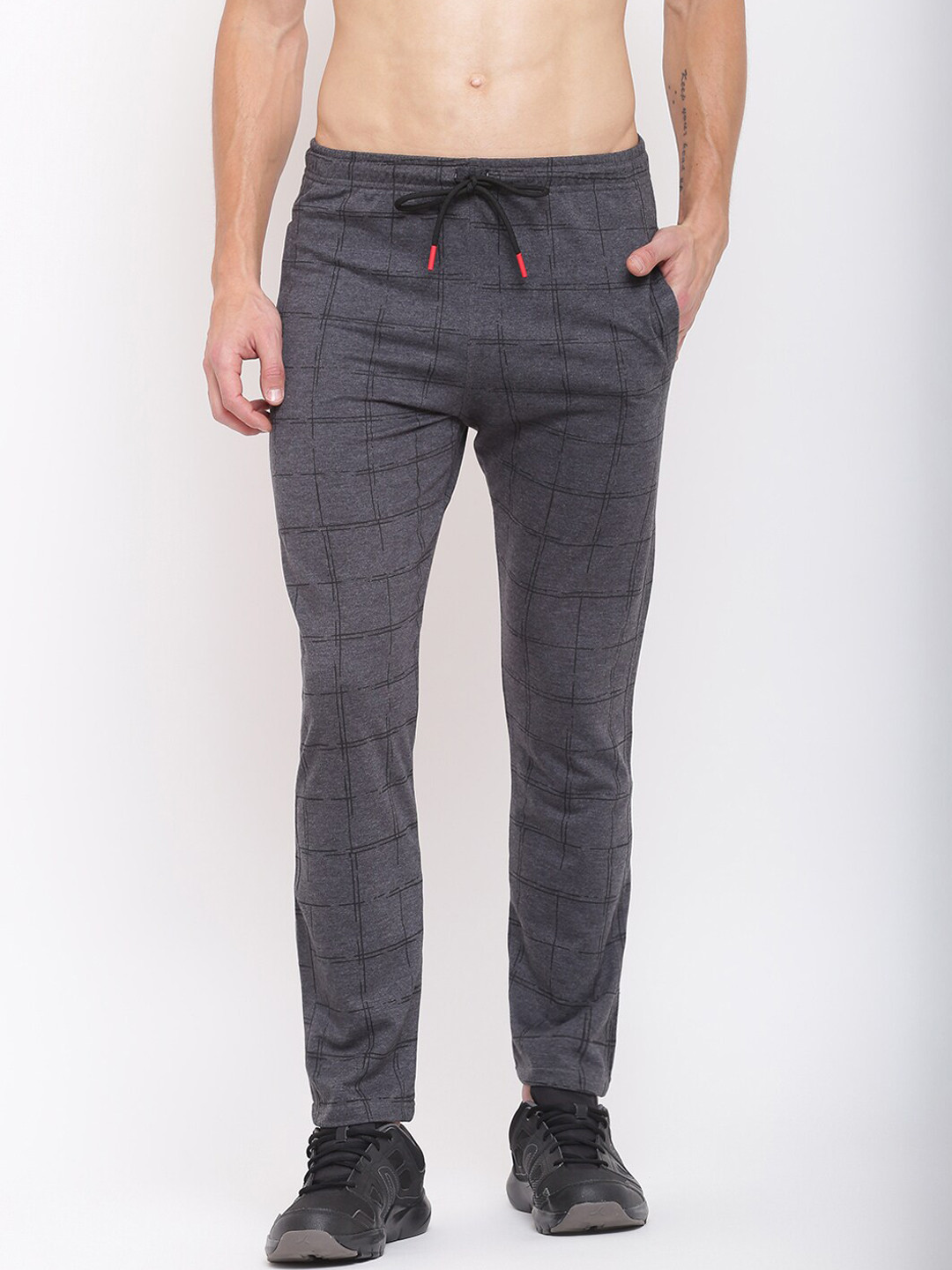 Buy MKH Men Grey Checked Track Pant - Track Pants for Men 18149242 | Myntra