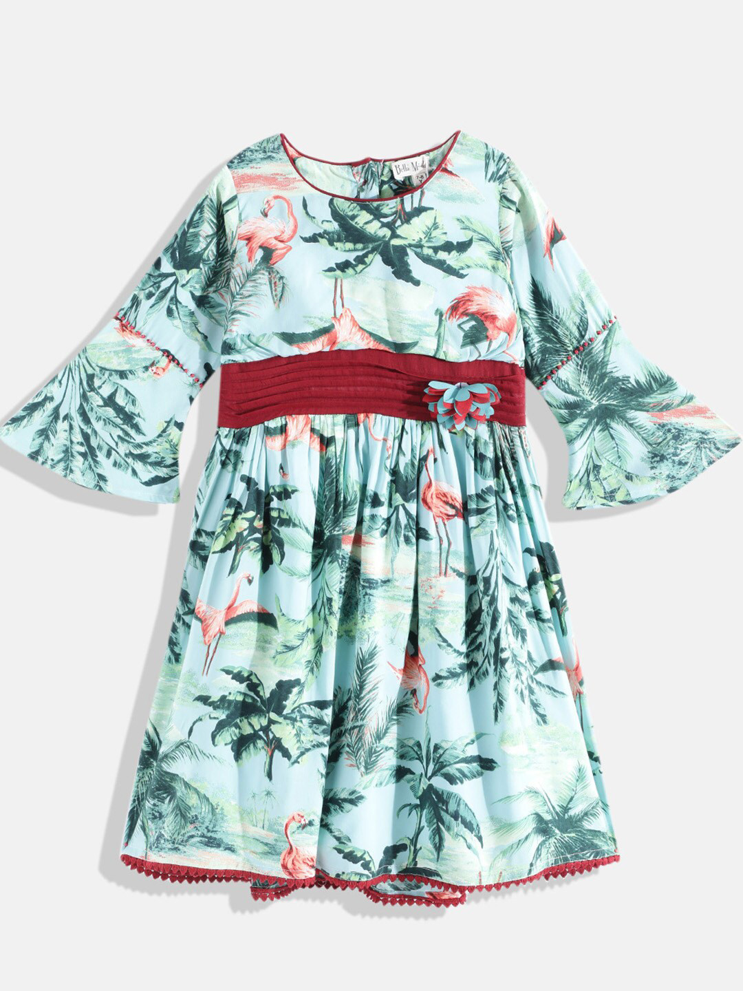 Buy Bella Moda Blue Tropical Dress - Dresses for Girls 18153294 | Myntra