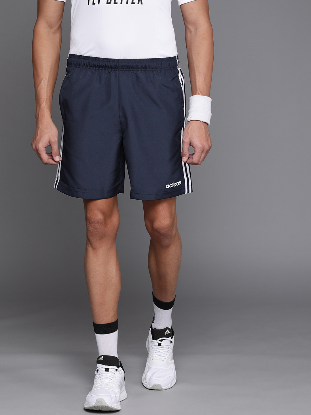 Buy ADIDAS Men Navy Blue 3 Stripes Chelsea Sports Shorts - Shorts for ...