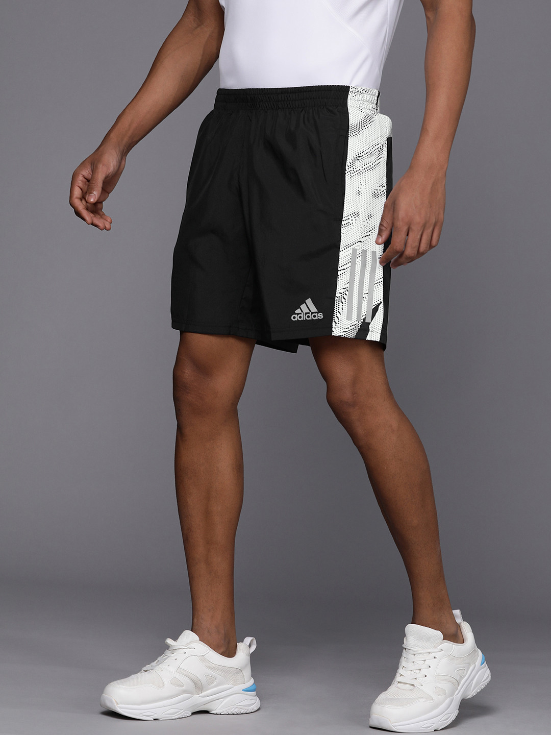 Buy ADIDAS Men Black Striped Running Sports Shorts - Shorts for Men ...