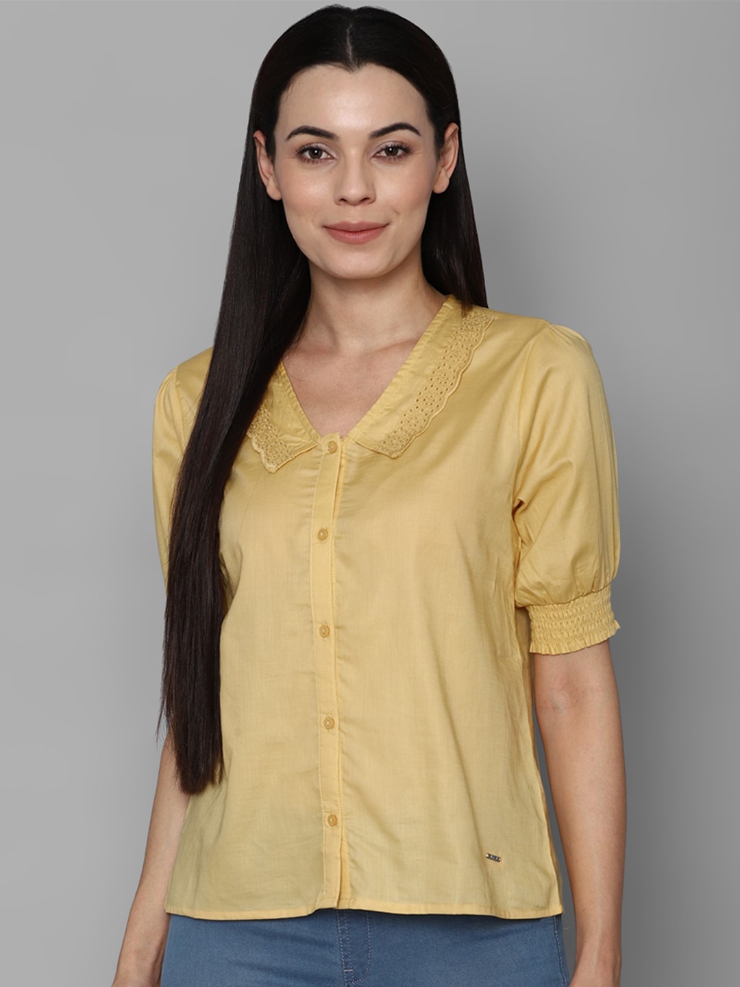 Buy Allen Solly Woman Yellow Shirt Style Top Tops For Women 18158240