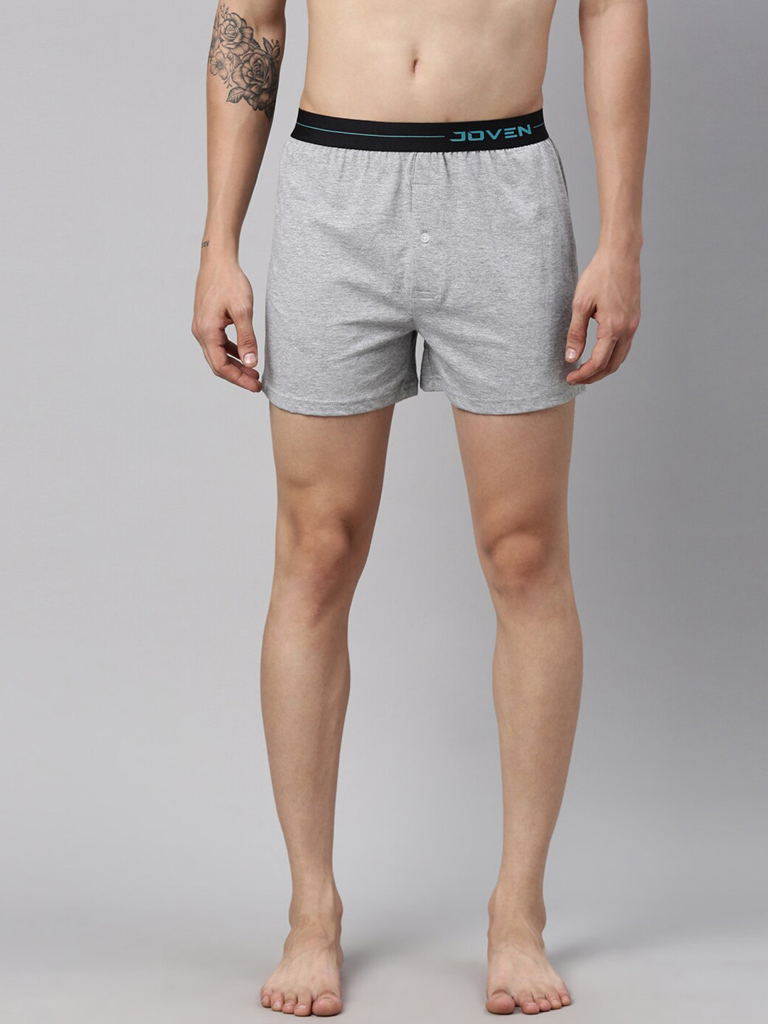 Buy Joven Men Grey Solid Pure Cotton Boxers JBKS GM - Boxers for Men ...