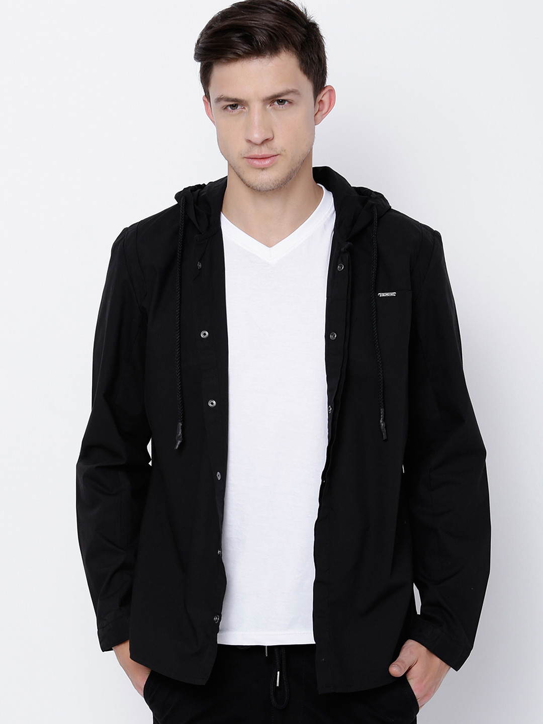 Buy LOCOMOTIVE Black Slim Fit Shacket - Shackets for Men 1816450 | Myntra