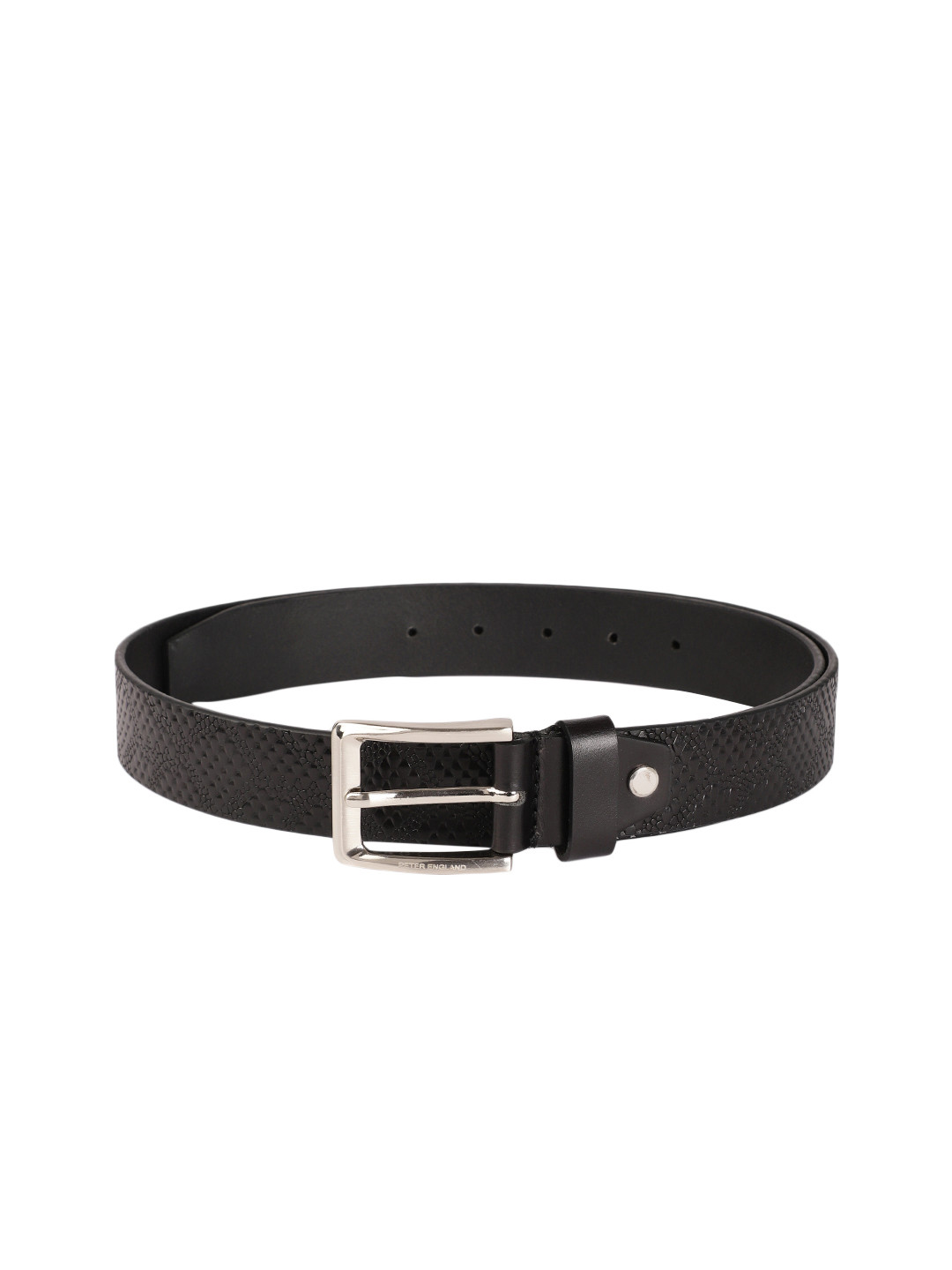 Buy Peter England Men Black Textured Leather Formal Belt - Belts for ...
