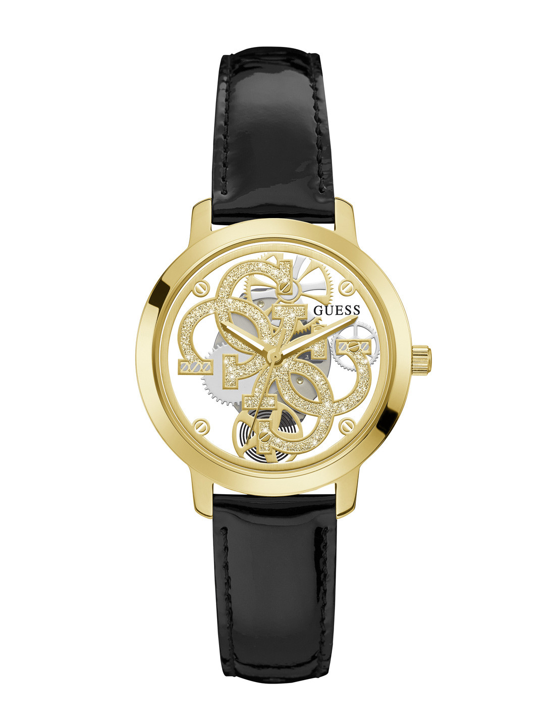 Buy GUESS Women Skeleton Leather Straps Analogue Watch GW0383L1 ...
