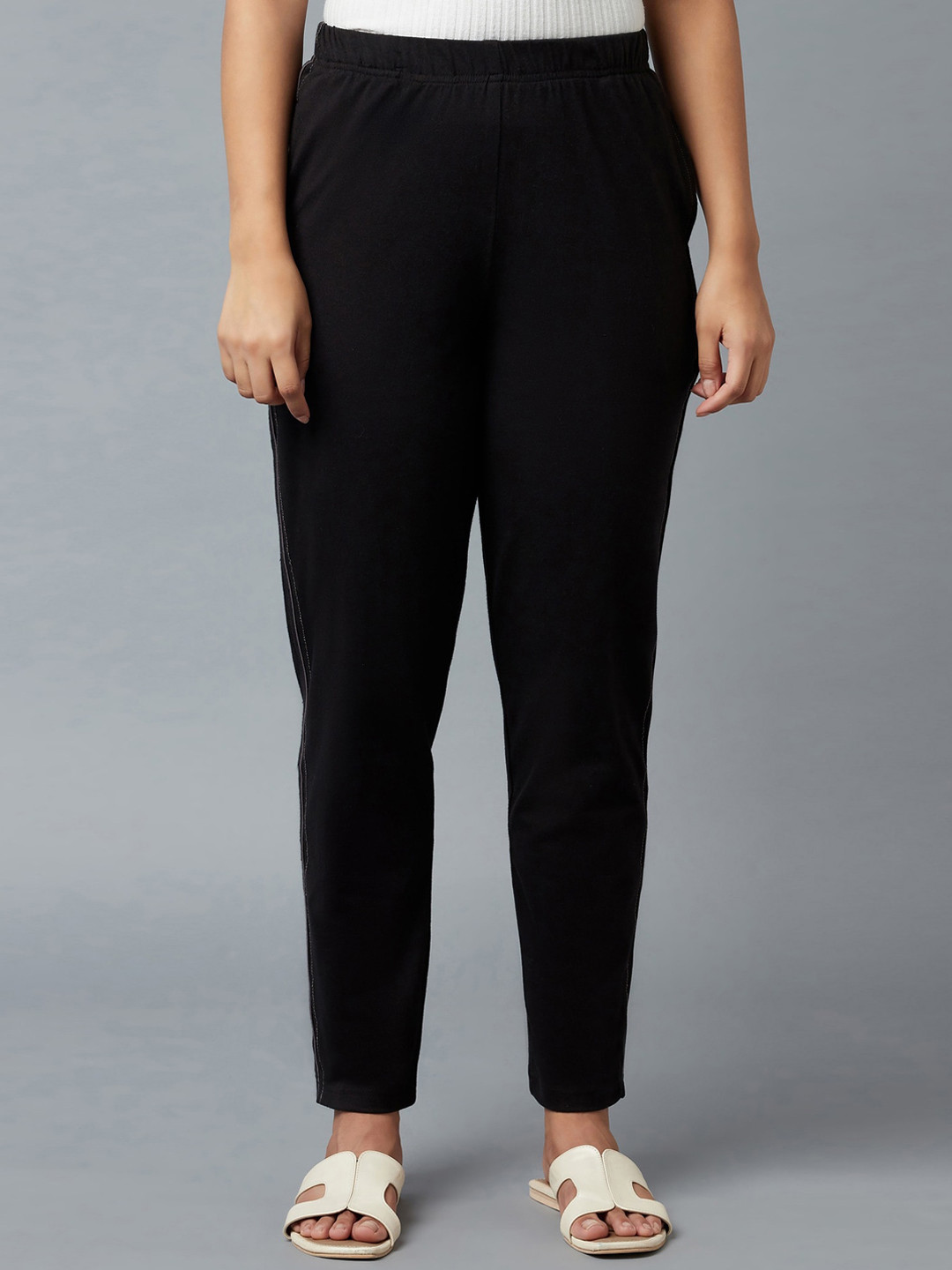 Buy Elleven Women Black Solid Trousers - Trousers for Women 18171280 ...