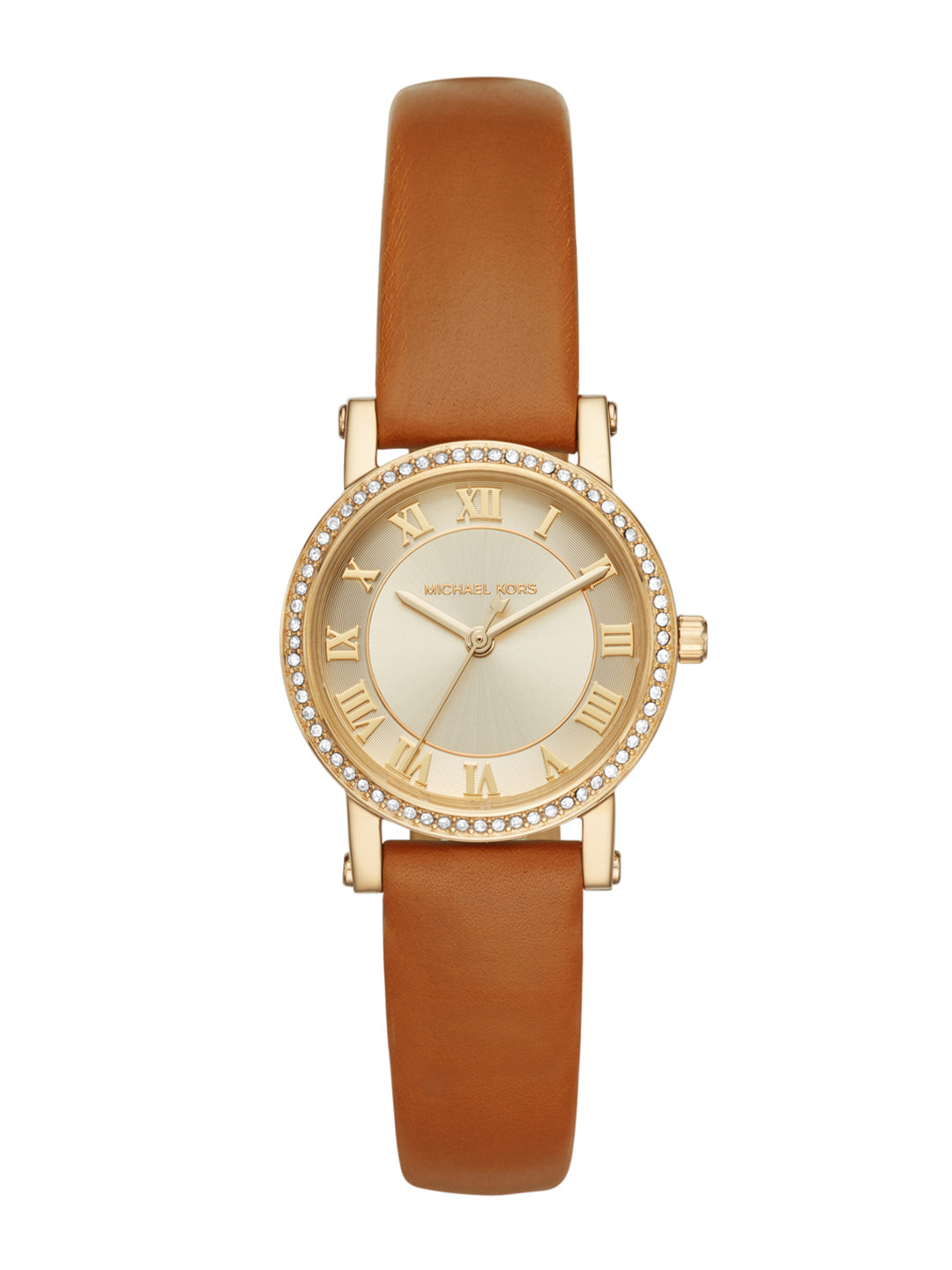 Buy Michael Kors Women Gold Toned Dial & Brown Leather Straps Analogue ...