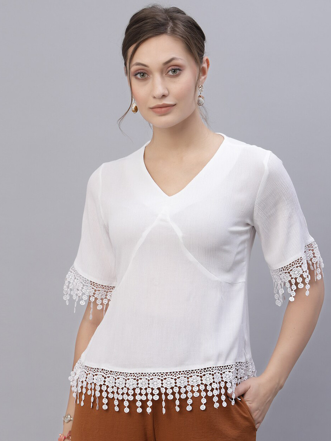 Buy Style Quotient White Fringed Top - Tops for Women 18176094 | Myntra