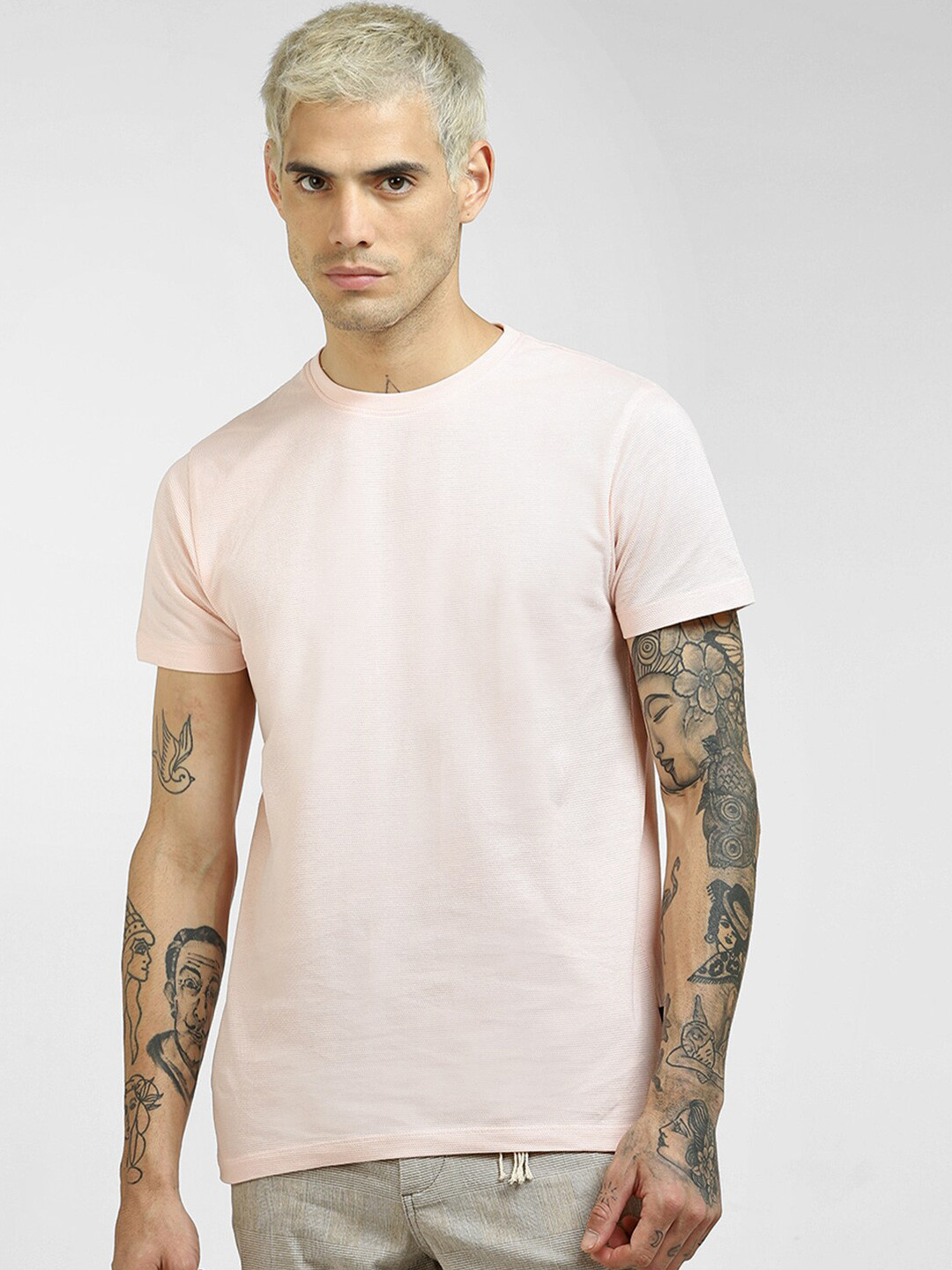 Buy Jack & Jones Men Pink Slim Fit T Shirt - Tshirts for Men 18187288 ...