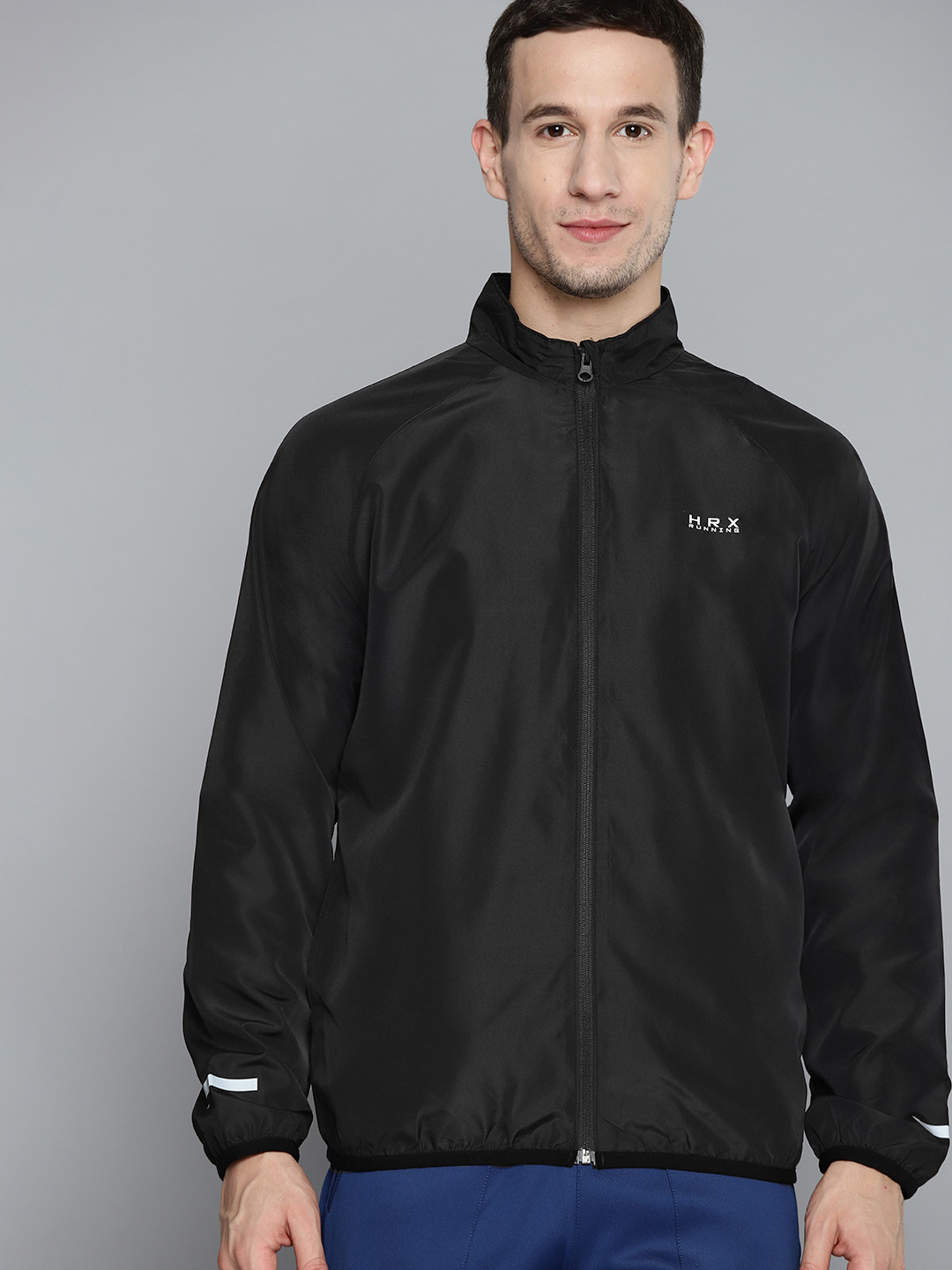 Buy HRX By Hrithik Roshan Men Black Solid Running Jacket - Jackets for ...