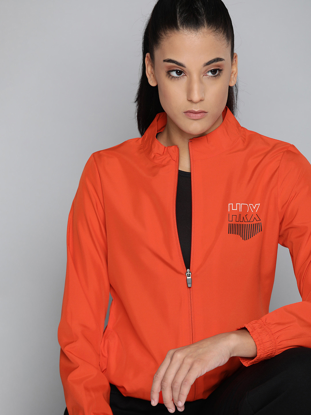 Buy HRX By Hrithik Roshan Women Orange Brand Logo Sporty Jacket ...