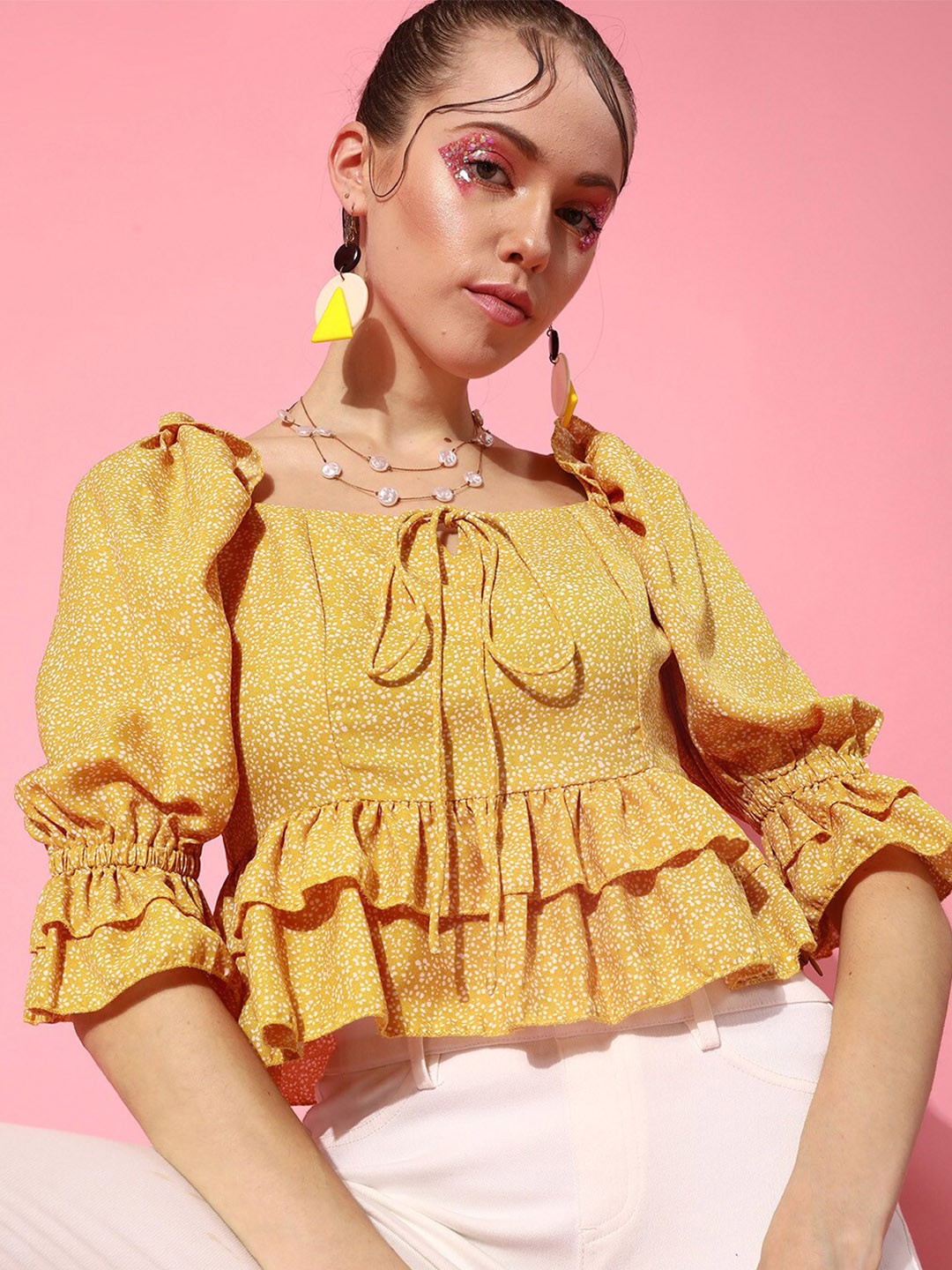 Buy STREET 9 Yellow Floral Top - Tops for Women 18195648 | Myntra