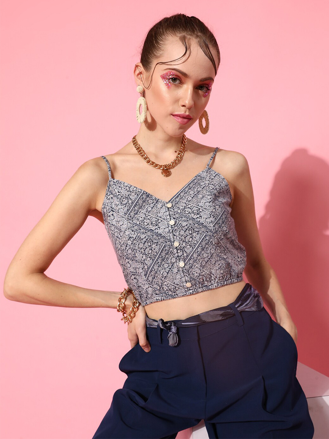 Buy STREET 9 Stylish Blue Embellished Top - Tops for Women 18195690 ...