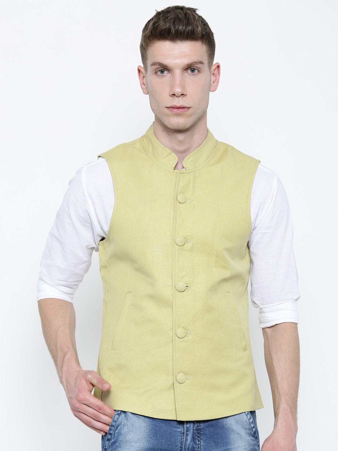 Buy Svanik Beige Nehru Jacket - Nehru Jackets for Men 1819856 | Myntra