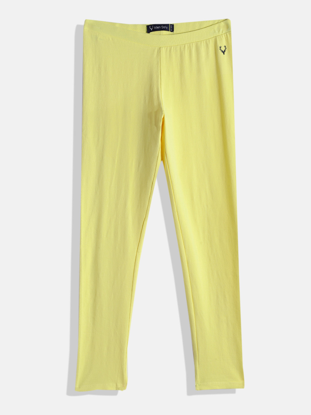 Buy Allen Solly Junior Girls Yellow Solid Ankle Length Leggings ...