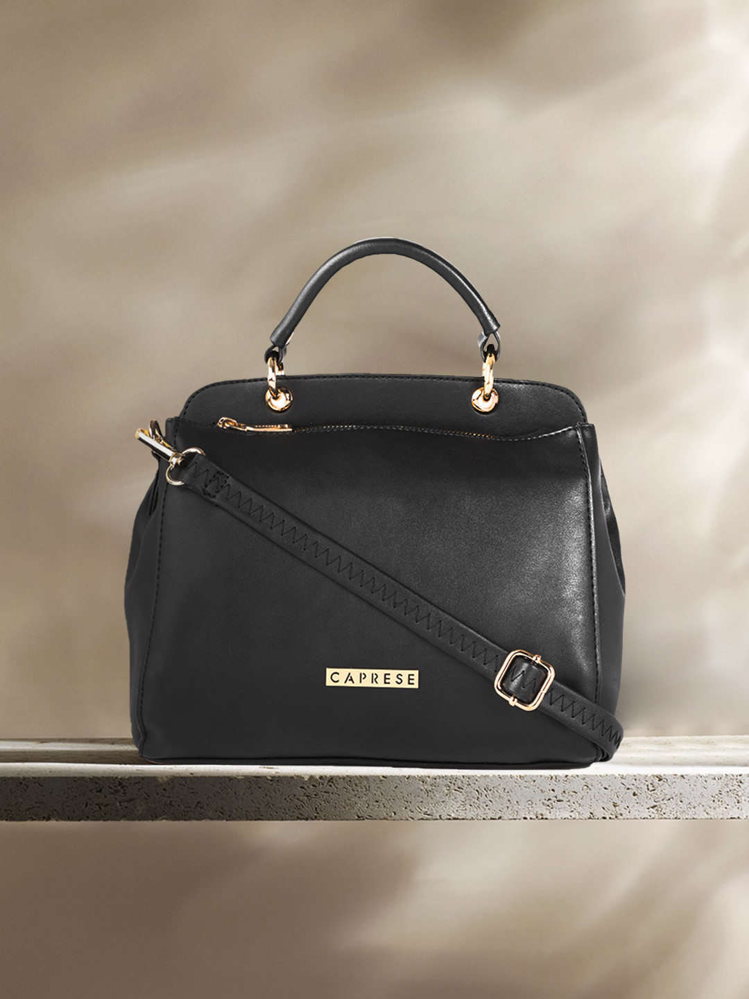 Buy Caprese Black Structured Handheld Bag - Handbags for Women 18200056 ...