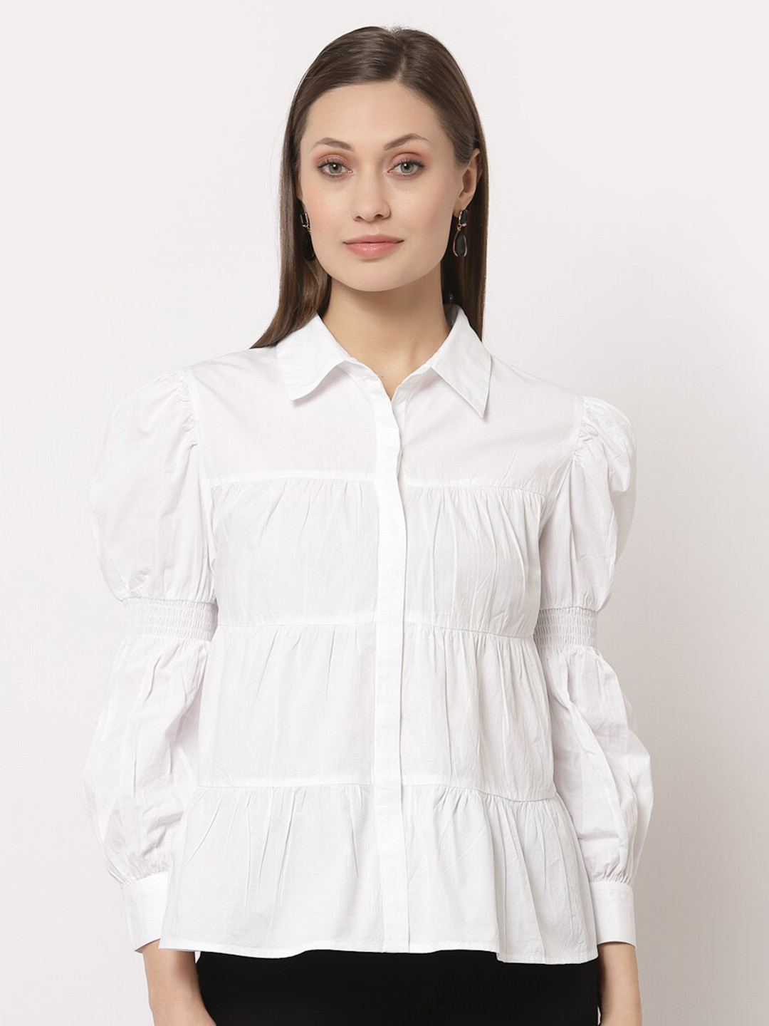 Buy Gipsy White Shirt Style Pure Cotton Top - Tops for Women 18200578 ...