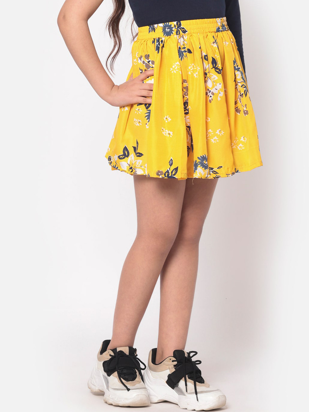 Buy MINOS Girls Yellow Floral Printed Flared Skirts - Skirts for Girls ...